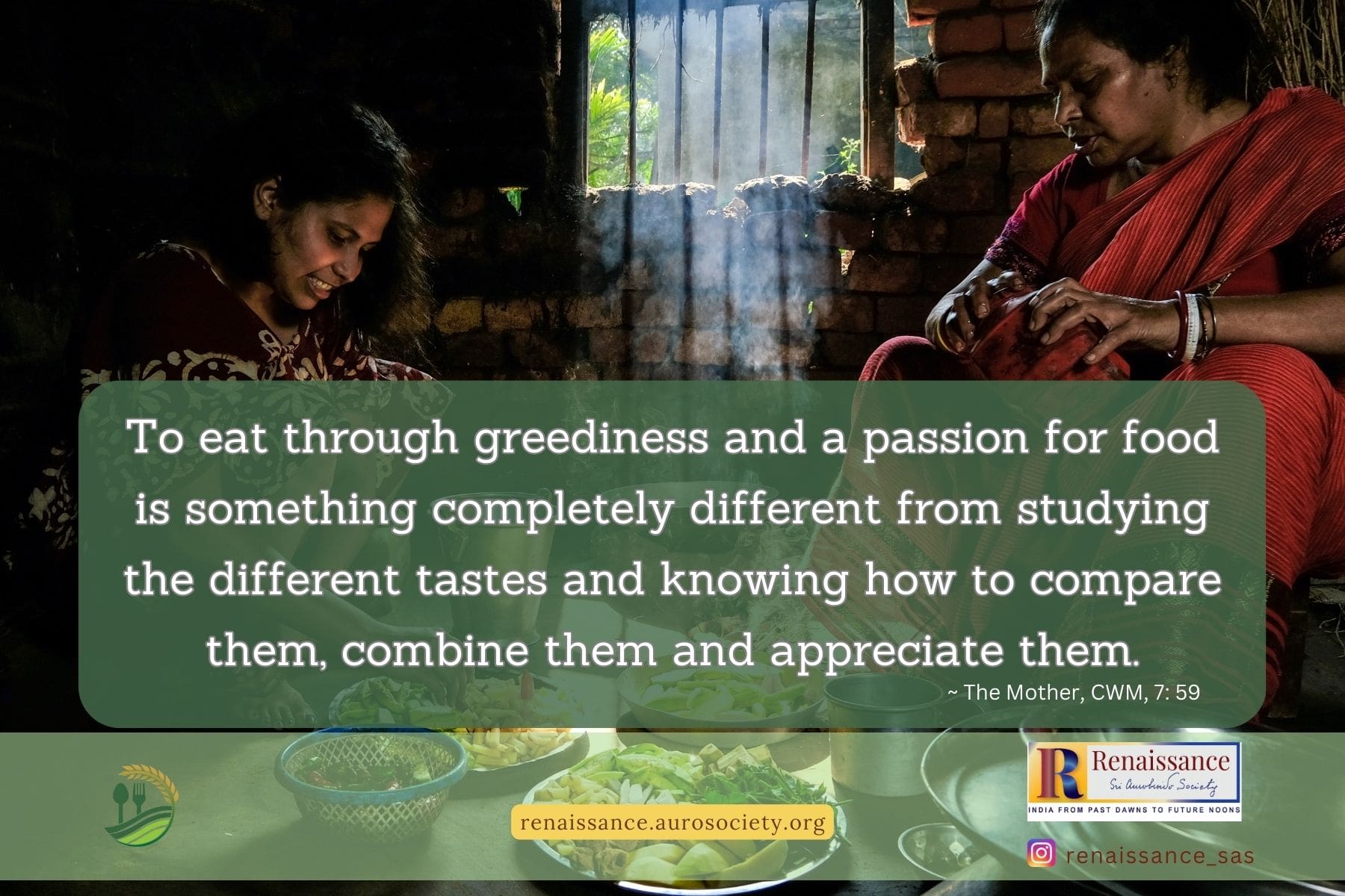 Refining the Sense of Taste with No Attachment to Food - The Mother