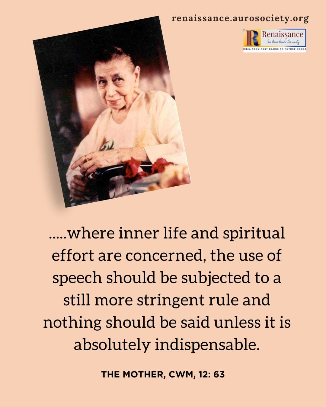 Control of Speech, Mental Austerity and Inner Silence – 2 - The Mother